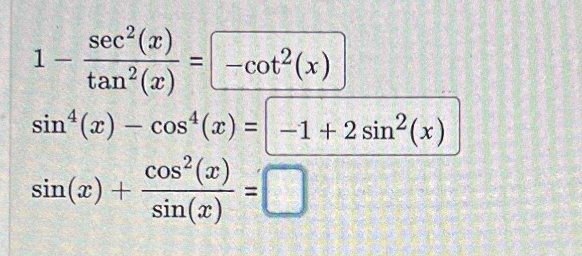 Solved Cos(x) ﻿is not allowed . ﻿sin(x)+cos2(x)sin(x)= | Chegg.com