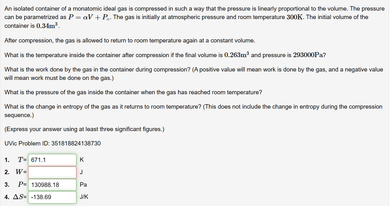 Solved An isolated container of a monatomic ideal gas is | Chegg.com