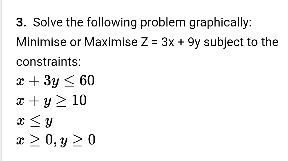 Solved Solve the following problem graphically:Minimise or | Chegg.com