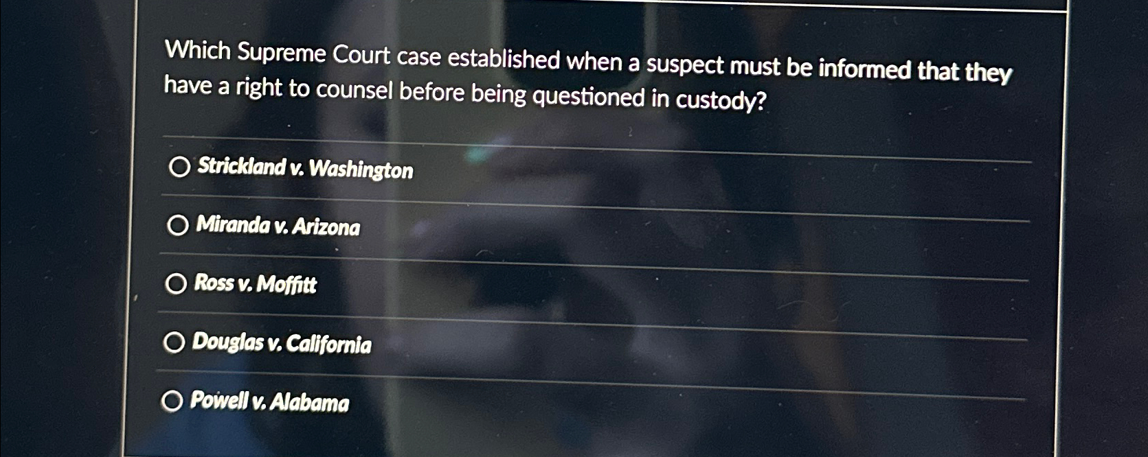 Solved Which Supreme Court case established when a suspect | Chegg.com