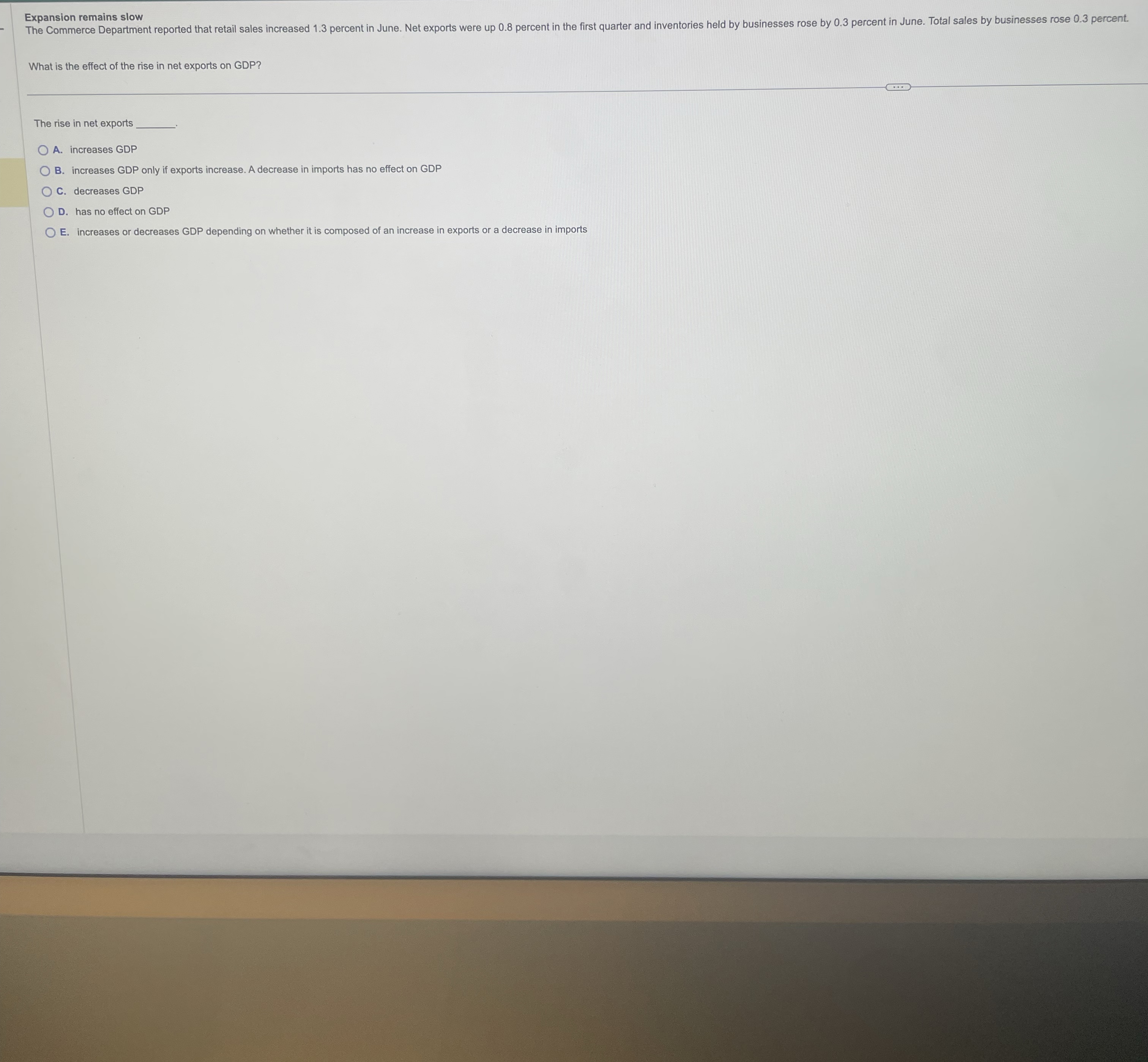 Solved Expansion remains slowWhat is the effect of the rise | Chegg.com