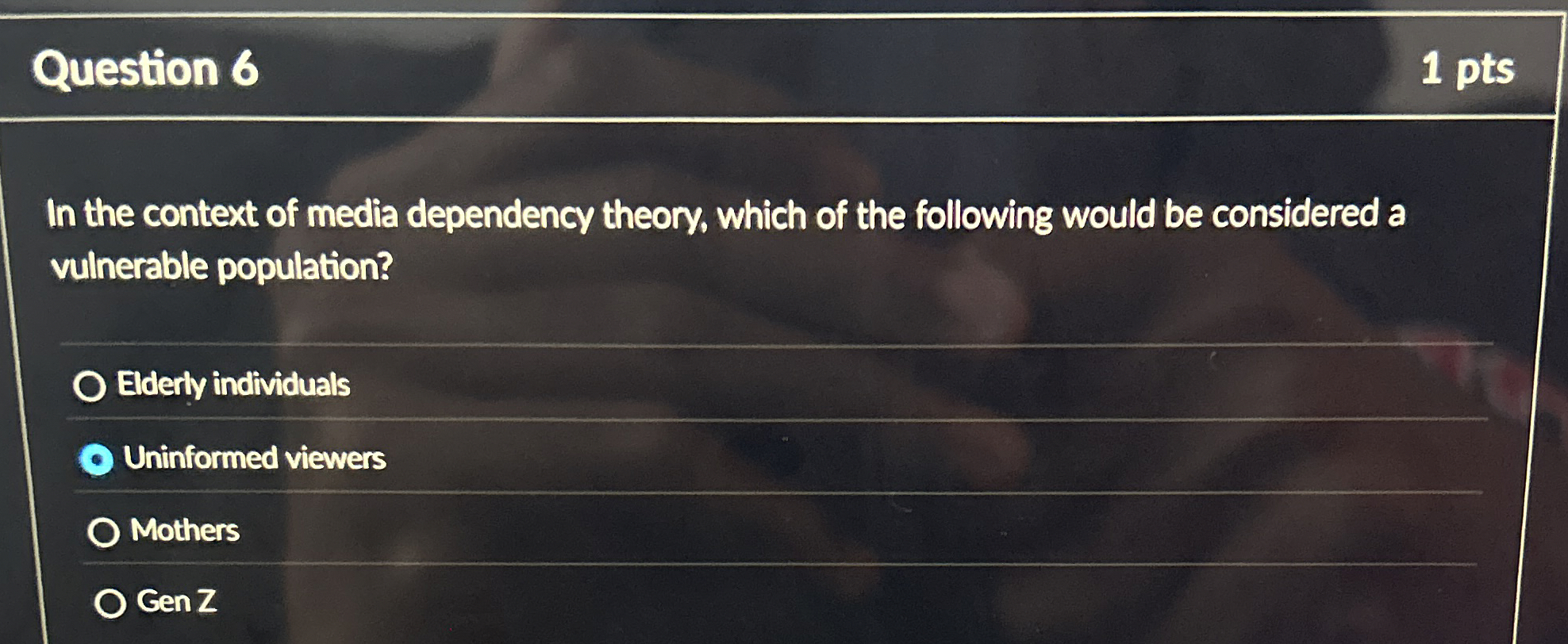 Solved Question 61 ﻿ptsIn the context of media dependency | Chegg.com