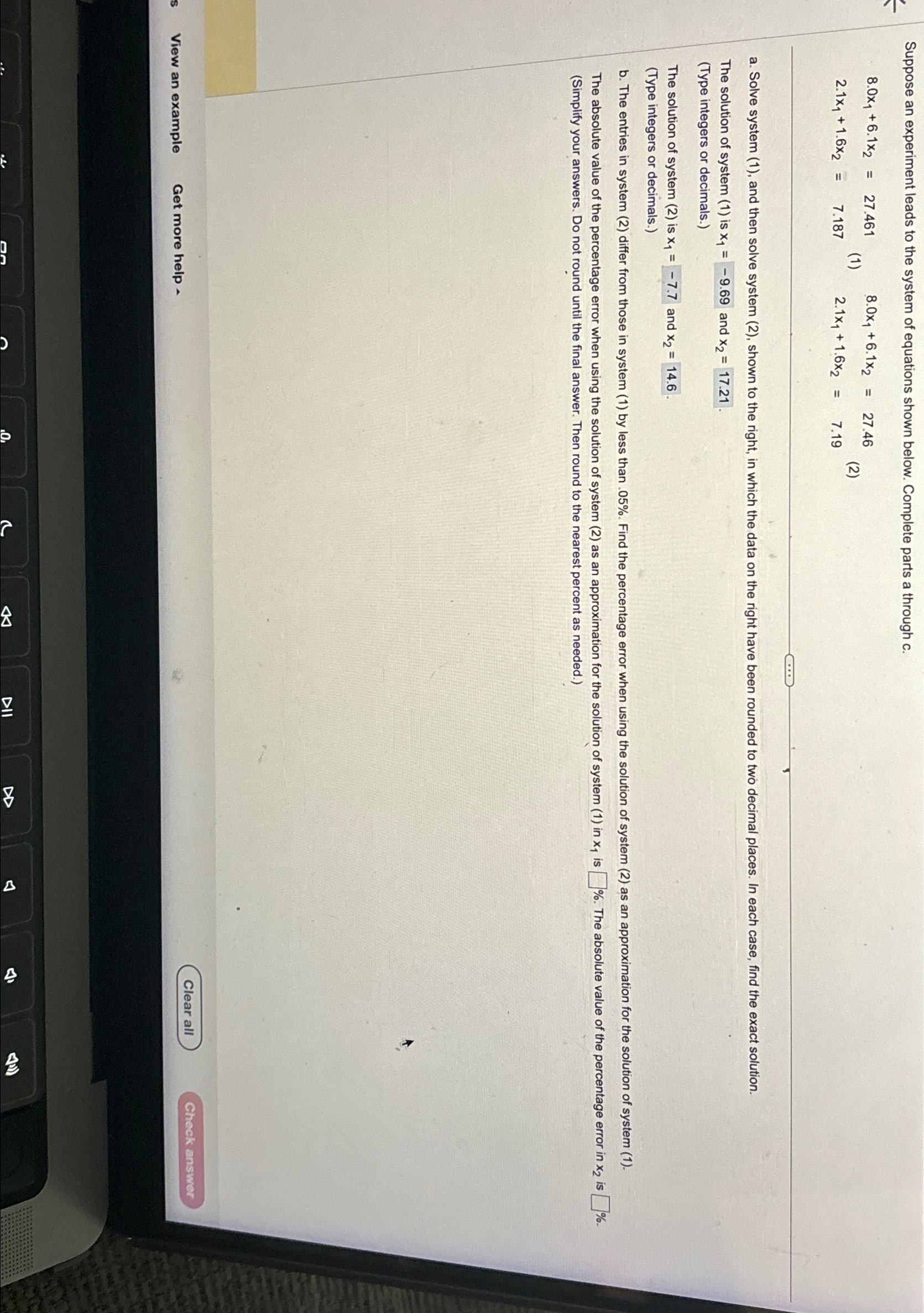 Solved Suppose an experiment leads to the system of | Chegg.com