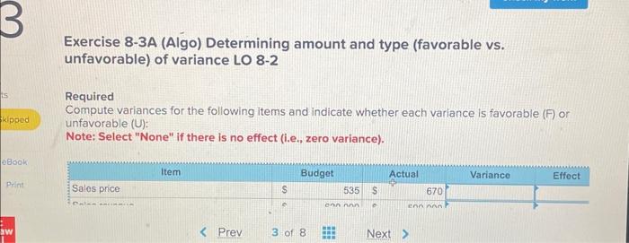 Solved Exercise 8-3A (Algo) Determining amount and type | Chegg.com