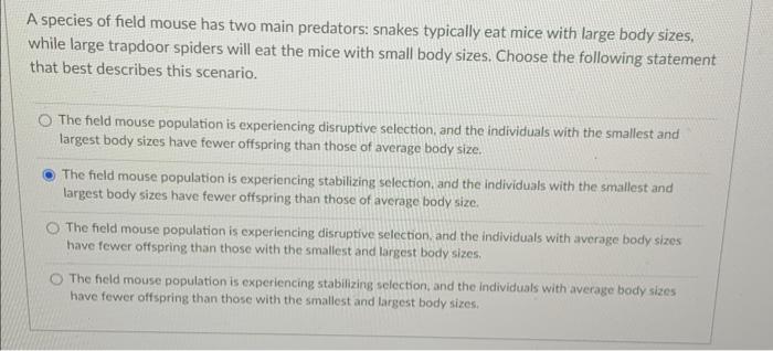 Solved A species of field mouse has two main predators: | Chegg.com