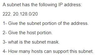 Solved A subnet has the following IP address: 222 | Chegg.com