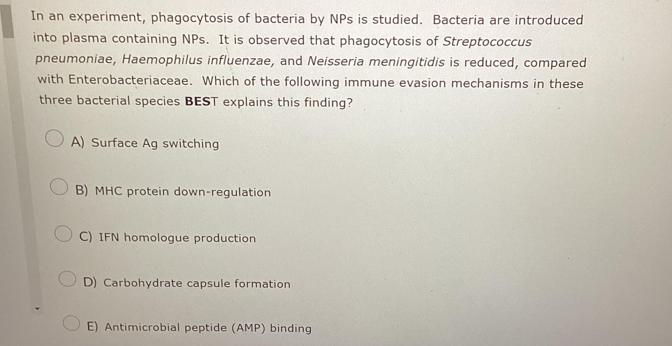 Solved In an experiment, phagocytosis of bacteria by NPs is | Chegg.com