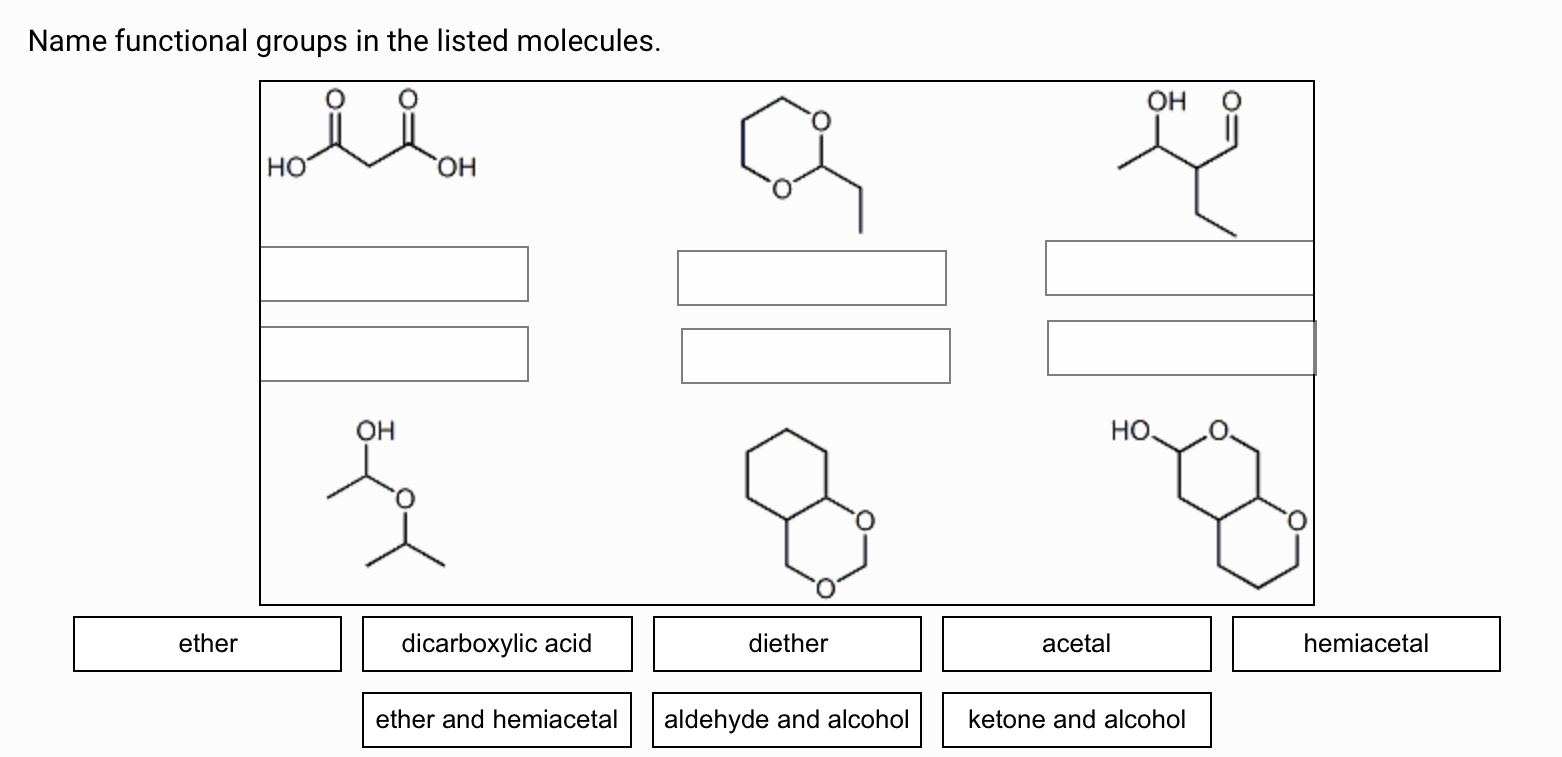 Solved Name functional groups in the listed molecules. | Chegg.com