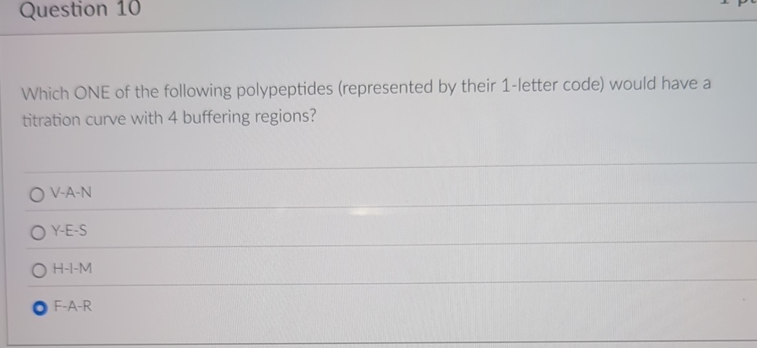 Solved Question 10Which ONE of the following polypeptides | Chegg.com