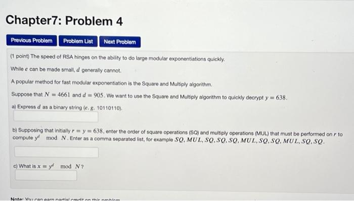 Solved Chapter7: Problem 4 Previous Problem Problem List | Chegg.com