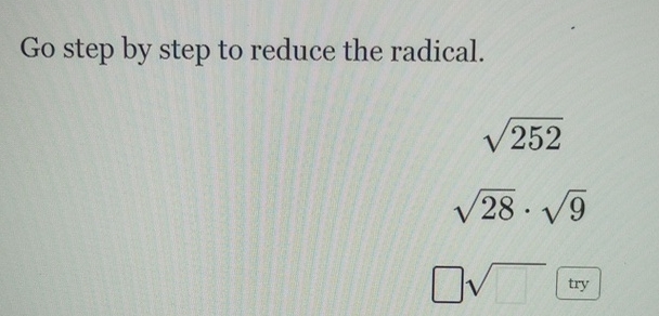 Solved Go step by step to reduce the radical.2522282*92?2 | Chegg.com