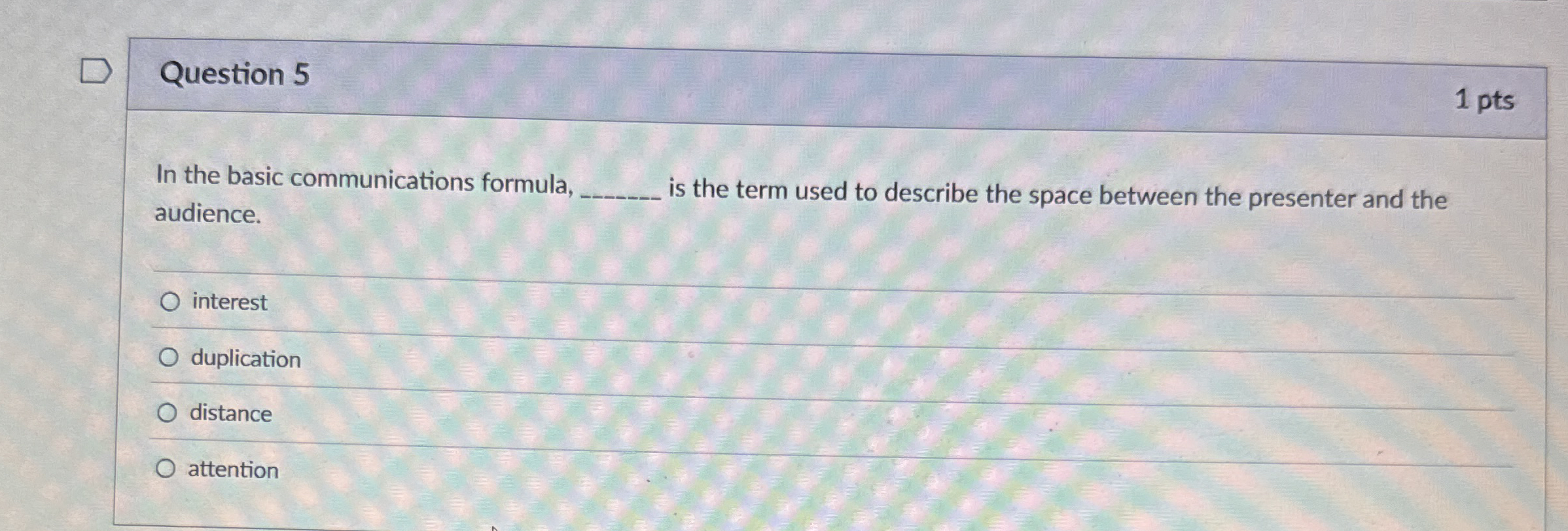 Solved Question 51 ﻿ptsIn the basic communications formula, | Chegg.com