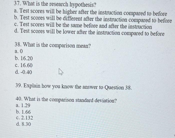 Solved Questions 36-46. Five sophomores were given an | Chegg.com