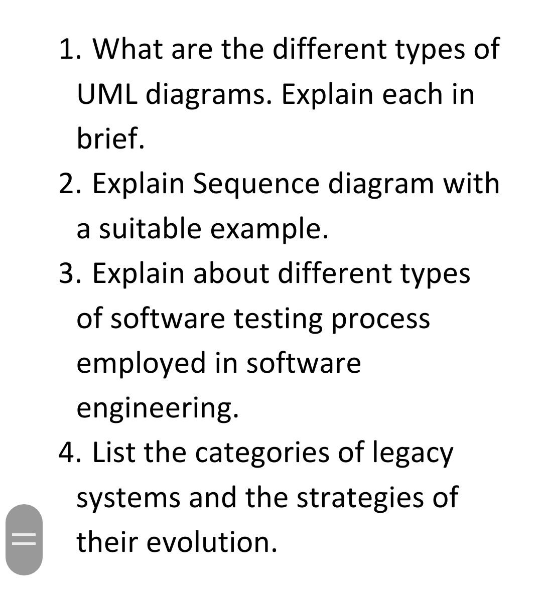 Solved 1. What are the different types of UML diagrams. | Chegg.com