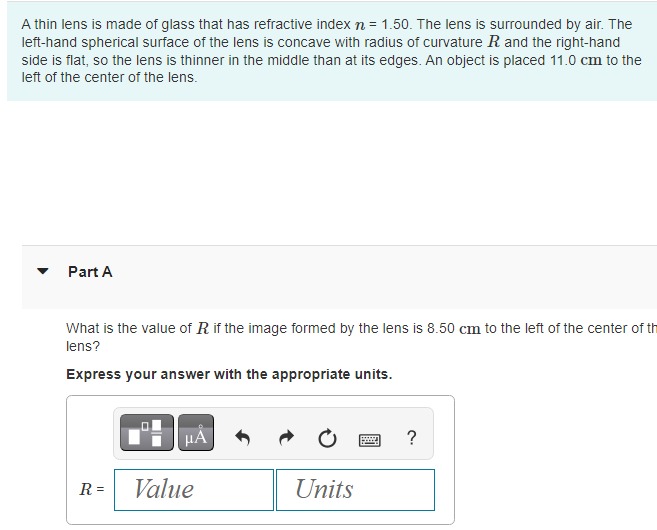 Solved A thin lens is made of glass that has refractive | Chegg.com