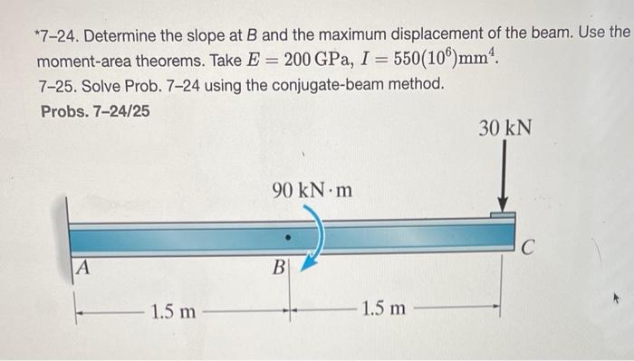 Solved *7-24. Determine the slope at B and the maximum | Chegg.com
