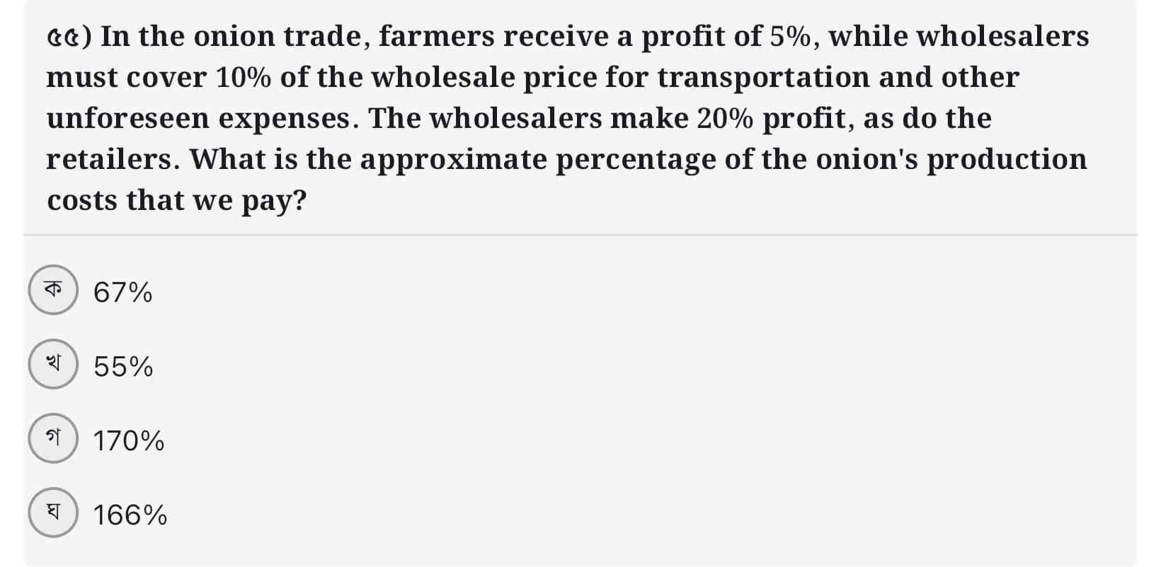 Solved ৫৫) ﻿In the onion trade, farmers receive a profit of | Chegg.com