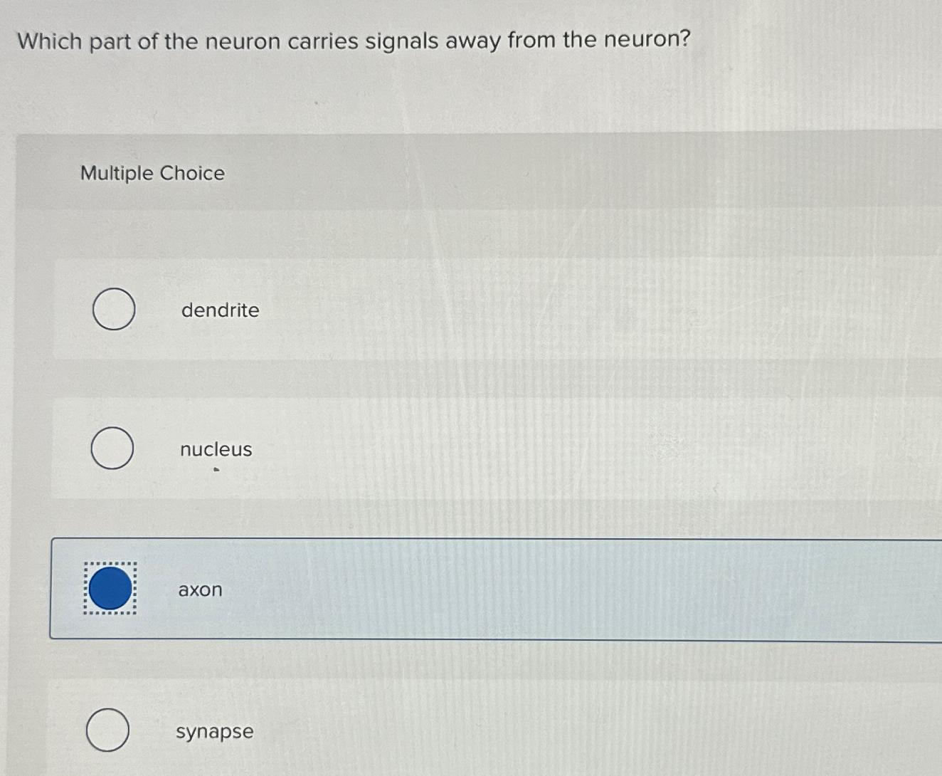 Solved Which part of the neuron carries signals away from | Chegg.com