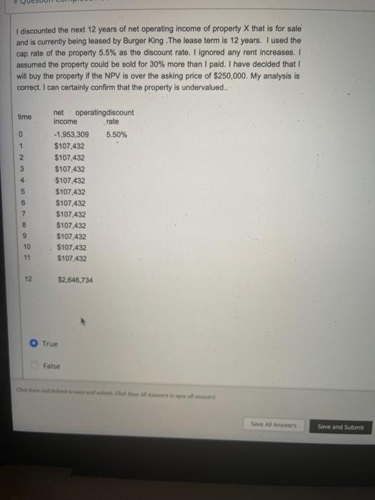 Solved I discounted the next 12 years of net operating | Chegg.com