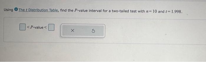 Solved Using OThe t Distribution Table, find the P-value | Chegg.com