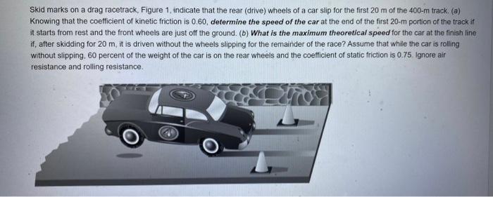 Solved Skid marks on a drag racetrack, Figure 1, indicate | Chegg.com
