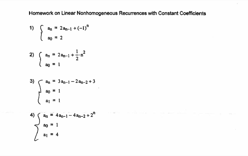 Solved Linear Nonhomogeneous Recurrences with Constant | Chegg.com