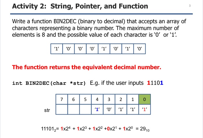Solved Activity 2: String, Pointer, and Function 3 Write a | Chegg.com