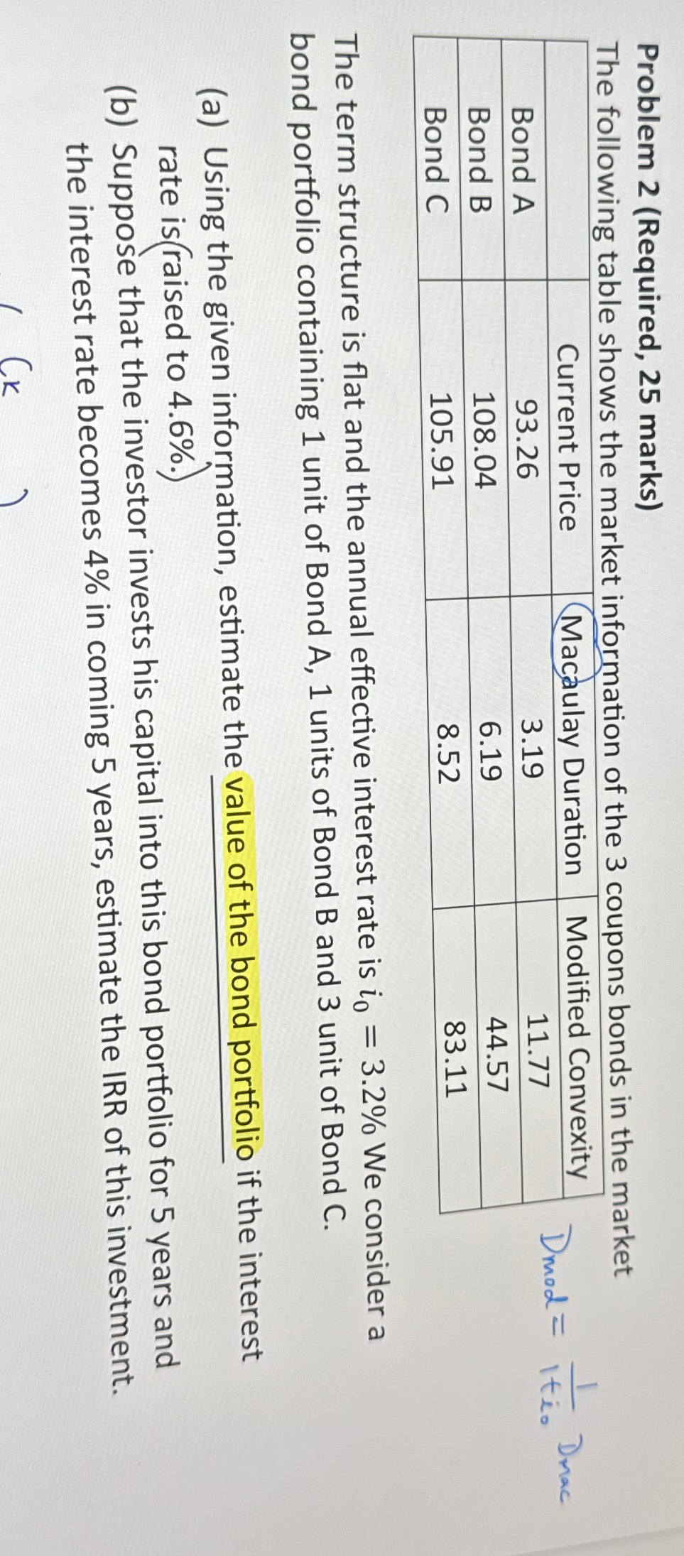 Solved Problem 2 (Required, 25 ﻿marks)The following table | Chegg.com