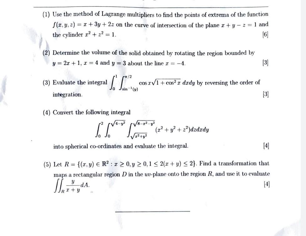 Solved (1) Use the method of Lagrange multipliers to find | Chegg.com