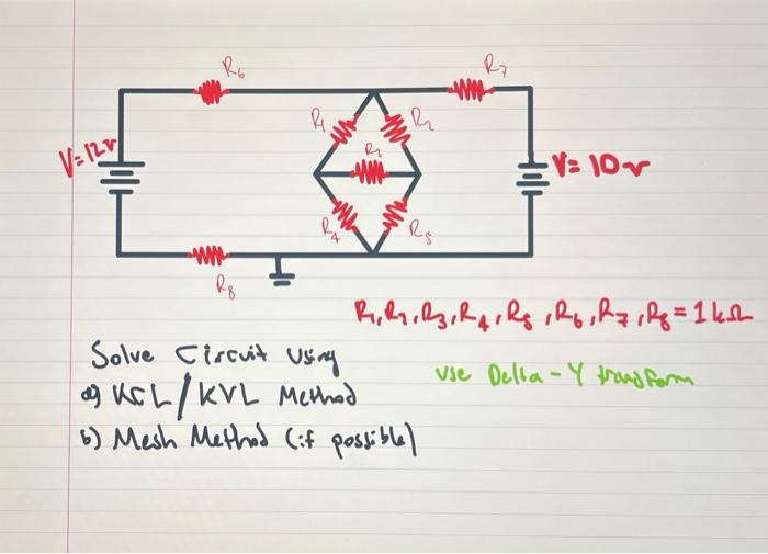 Solved Solve the circuit using (a) KCL/KVL Method(b) Mesh | Chegg.com