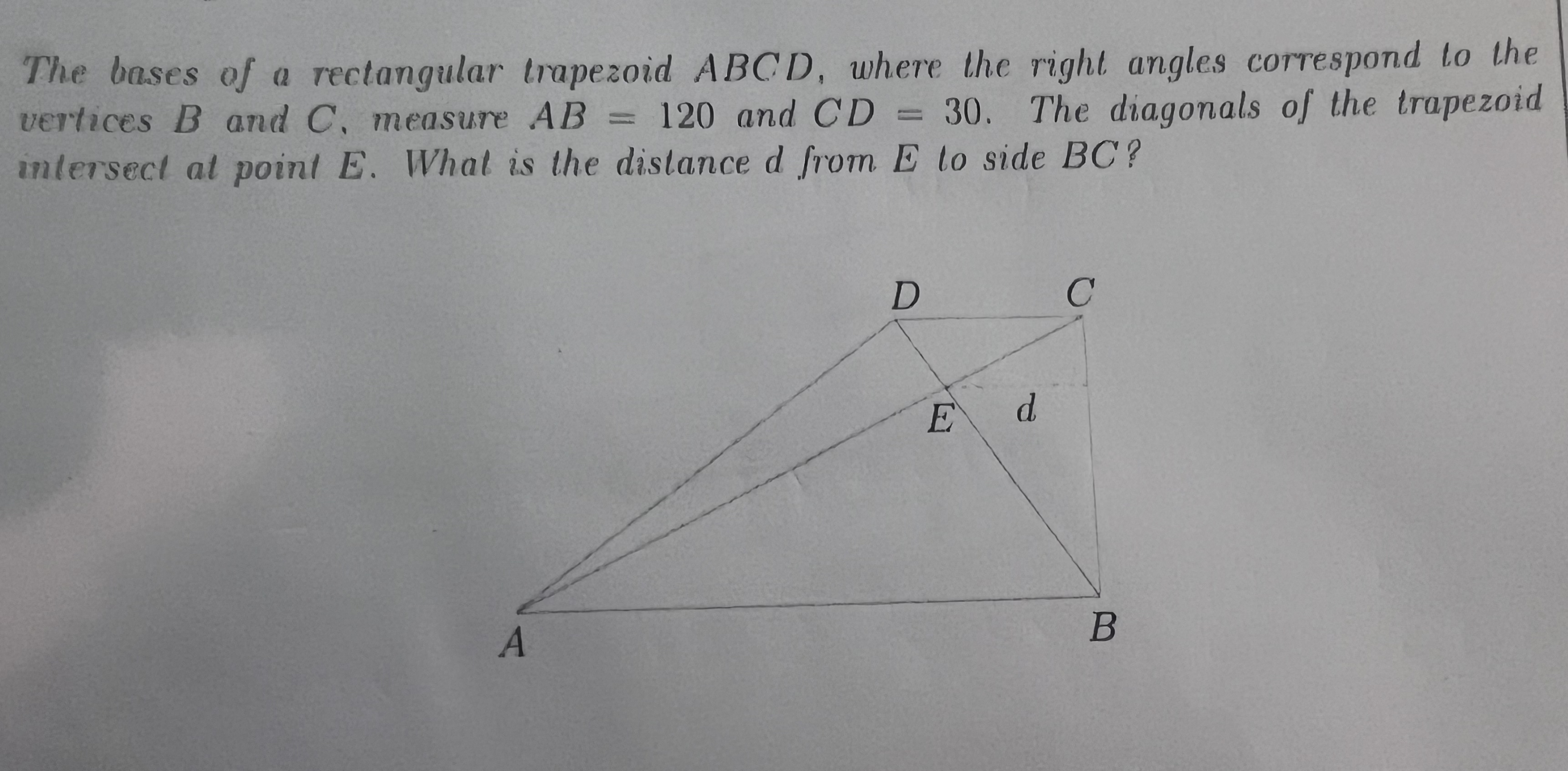 Solved The bases of a rectangular trapezoid ABCD, where the | Chegg.com