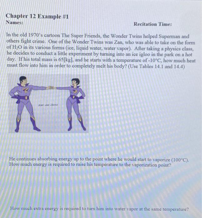 Solved Chapter 12 Example \#1 Names: Recitation Time: In the | Chegg.com