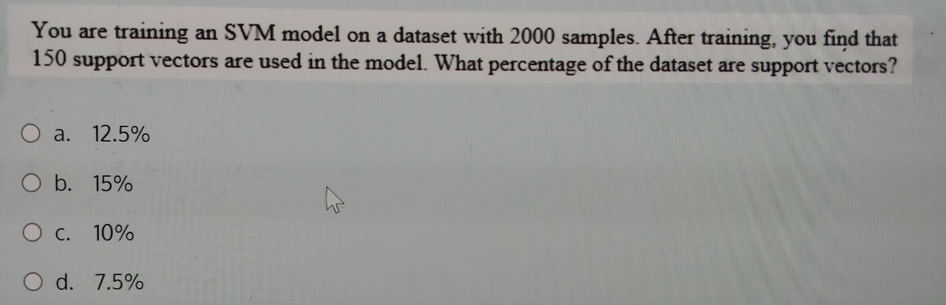 Solved You are training an SVM model on a dataset with 2000 | Chegg.com