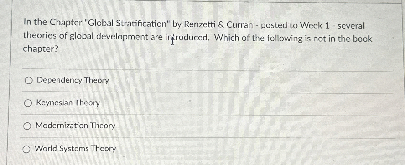 Solved In the Chapter "Global Stratification" by Renzetti & | Chegg.com