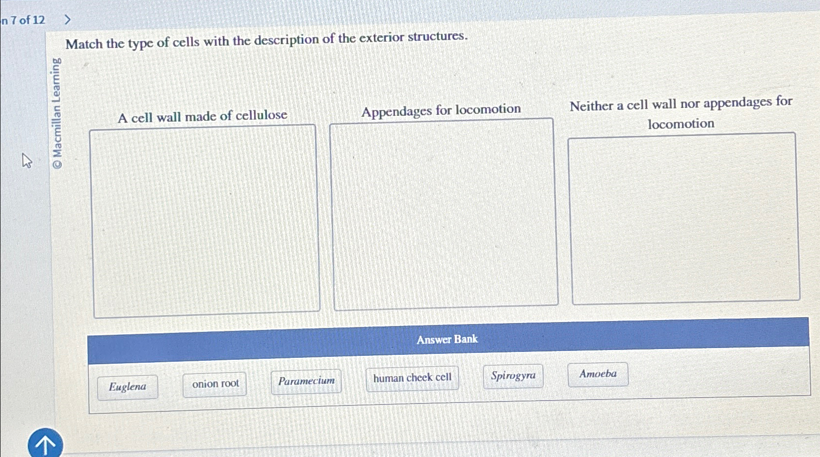Solved n 7 ﻿of 12Match the type of cells with the | Chegg.com
