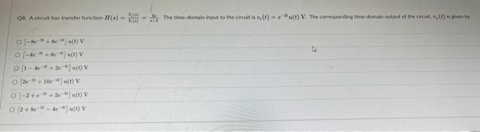 Solved [−Be−3r+4e−ut]u(t)V(−4e−2+8r−4]×(t)V[1−4e−2+2e−4]m(t) | Chegg.com