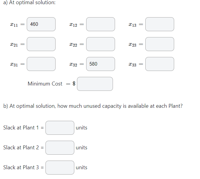 Solved The following table is a transportation matrix | Chegg.com