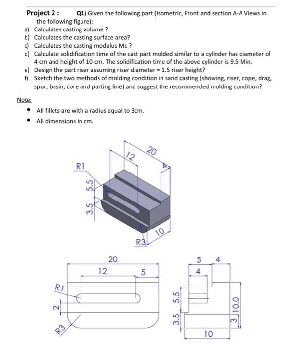 Solved Project 2 : Q1) Given the following part (Isometric, | Chegg.com