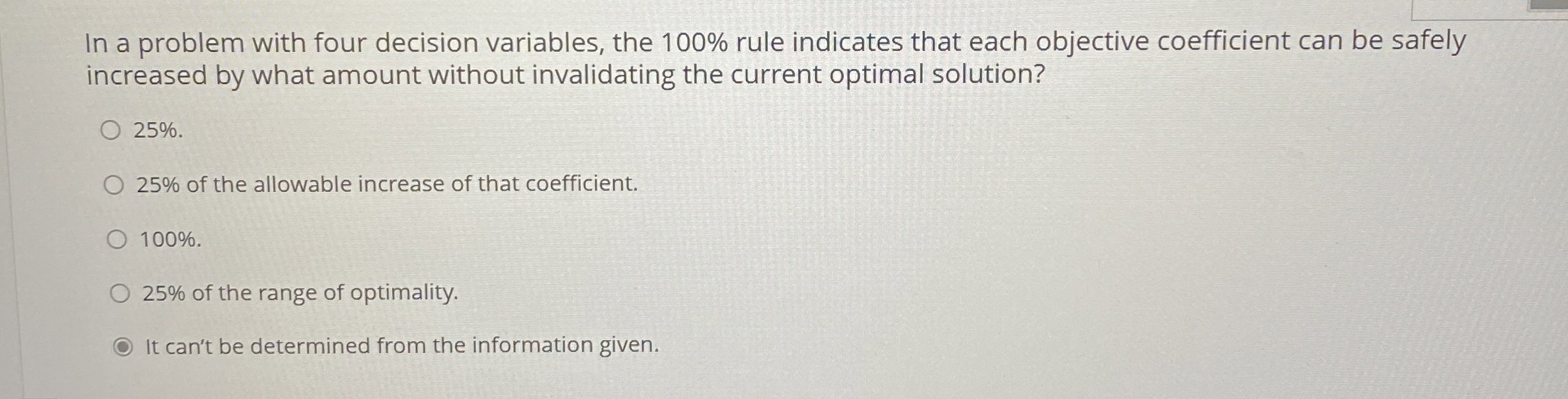 Solved In a problem with four decision variables, the 100% | Chegg.com