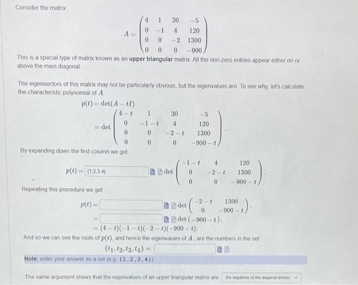 Solved Consider the matrix This is a special type of matrix | Chegg.com
