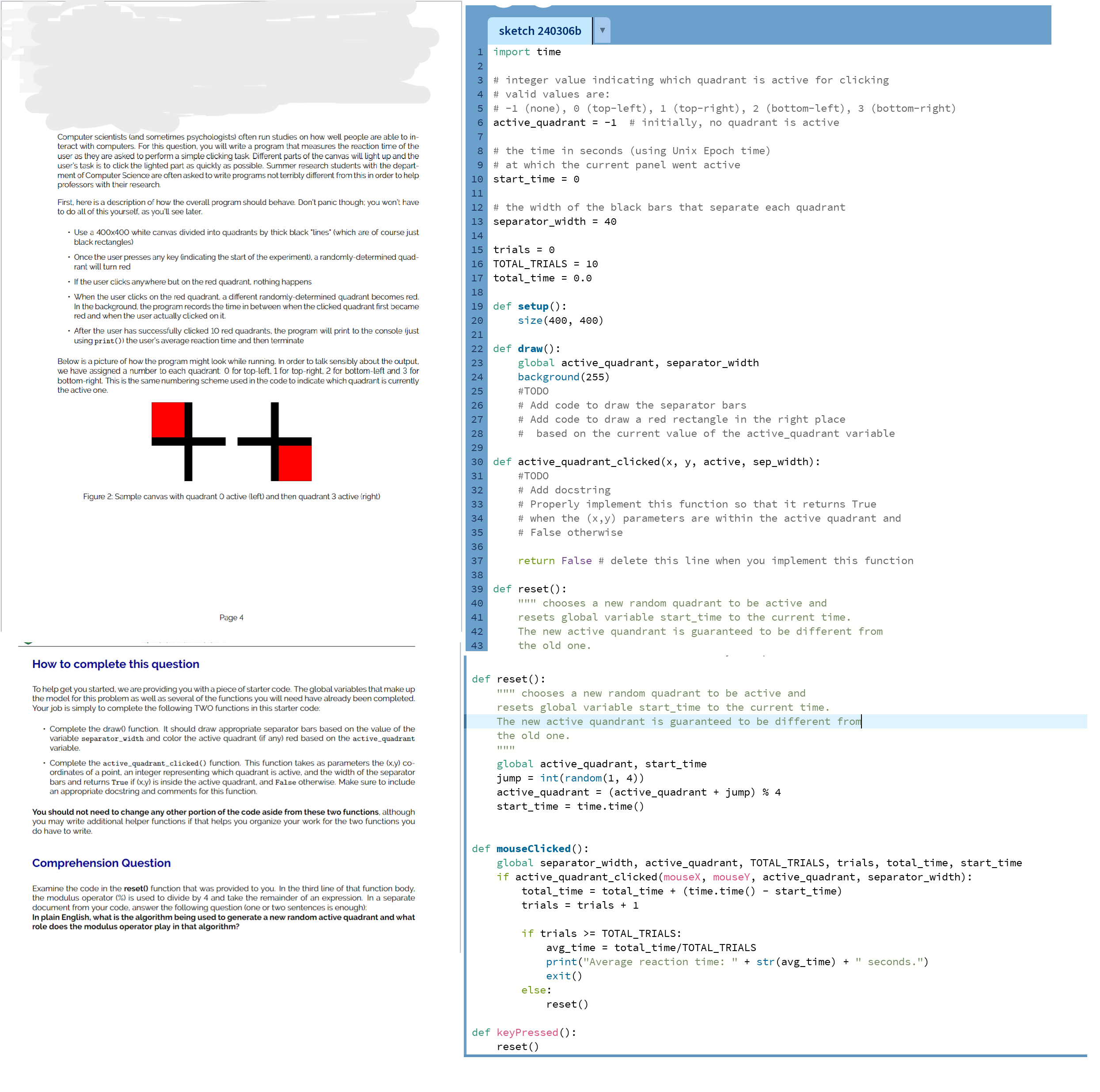Solved Write in Python in Processing. Code is mostly given, | Chegg.com