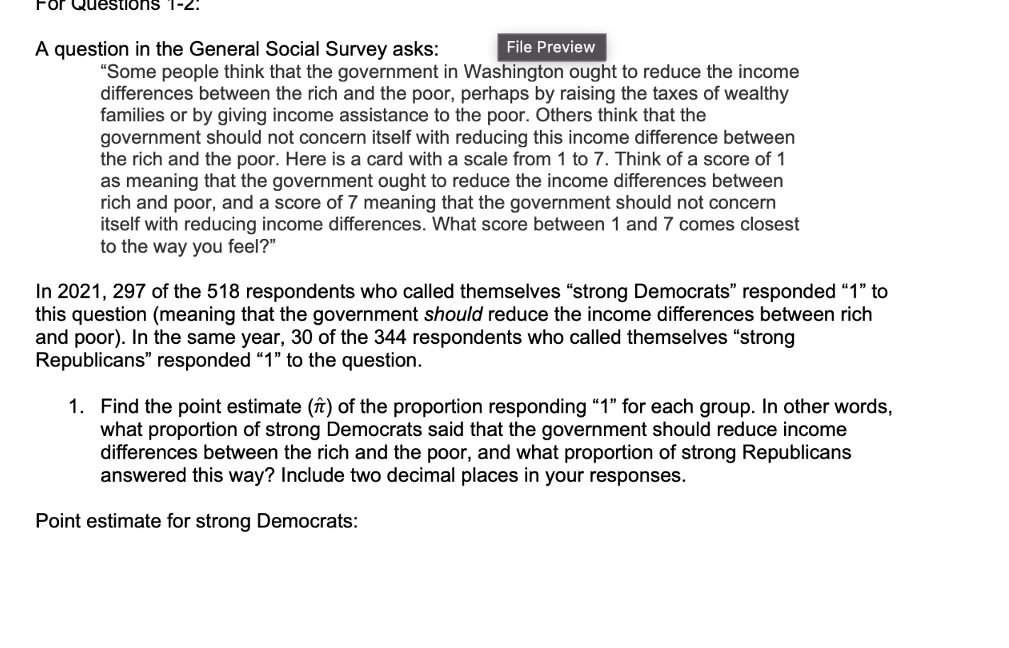 Solved A question in the General Social Survey asks: "Some | Chegg.com