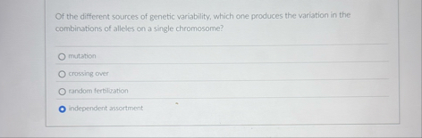 Solved Of the different sources of genetic variability, | Chegg.com