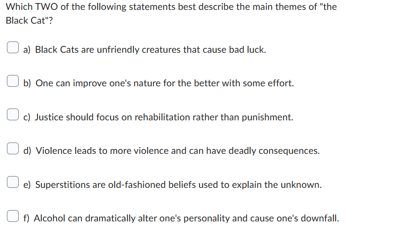 Solved Which TWO of the following statements best describe | Chegg.com