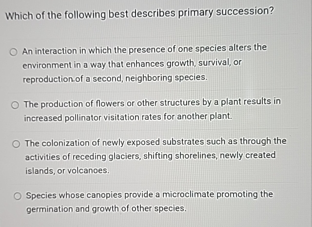 Solved Which of the following best describes primary | Chegg.com