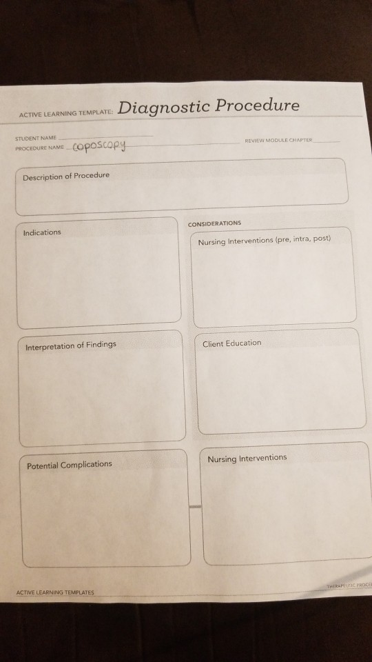 Solved ACTIVE LEARNING TEMPLATE Diagnostic Procedure STUDENT | Chegg.com