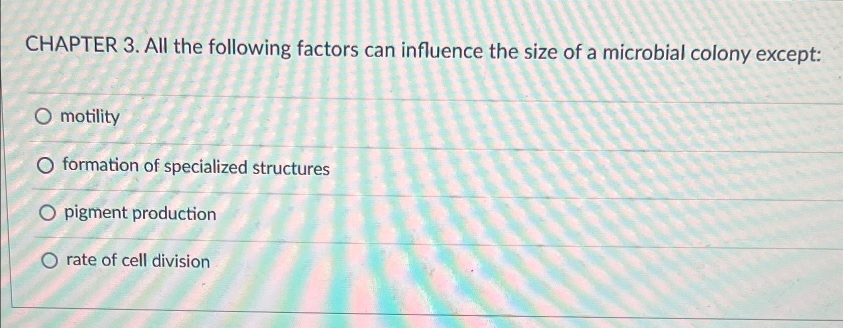 Solved CHAPTER 3. ﻿All the following factors can influence | Chegg.com