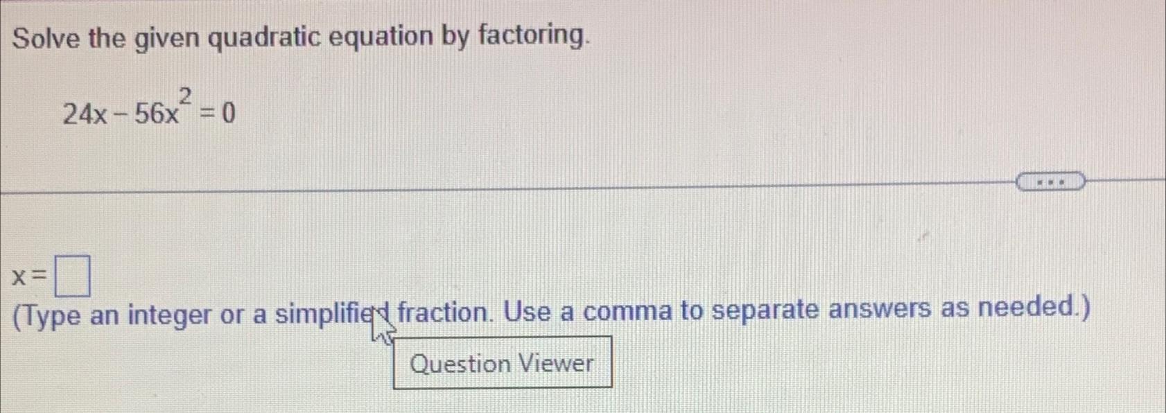Solved Solve the given quadratic equation by | Chegg.com