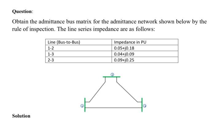 Solved Question: Obtain the admittance bus matrix for the | Chegg.com Solved Question: Obtain the admittance bus matrix for the | Chegg.com