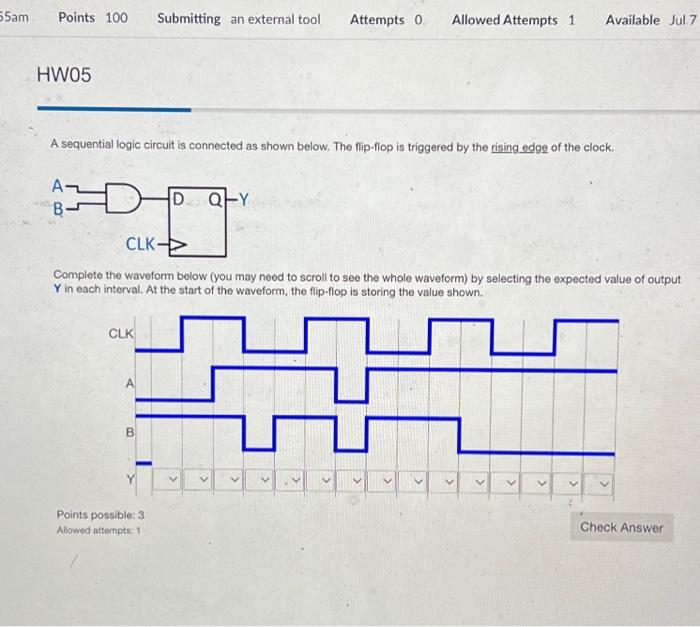 Solved A sequential logic circuit is connected as shown | Chegg.com